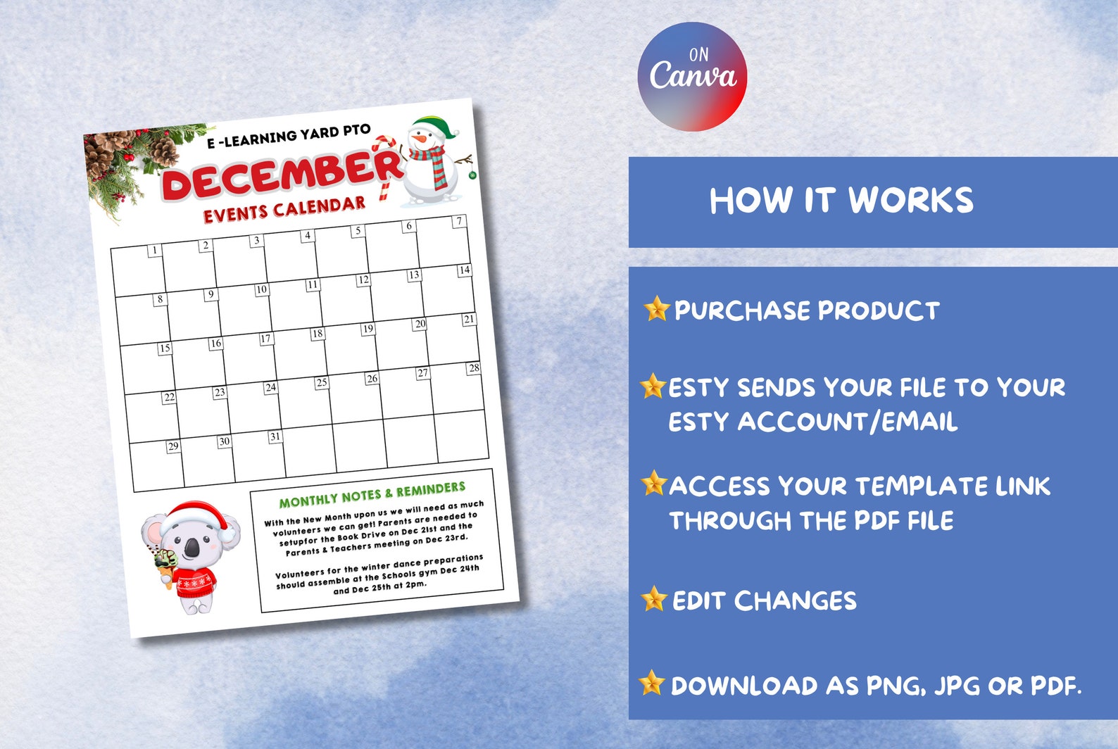 EDITABLE Monthly Event Calendar Flyer Template, Year at a Glance ...