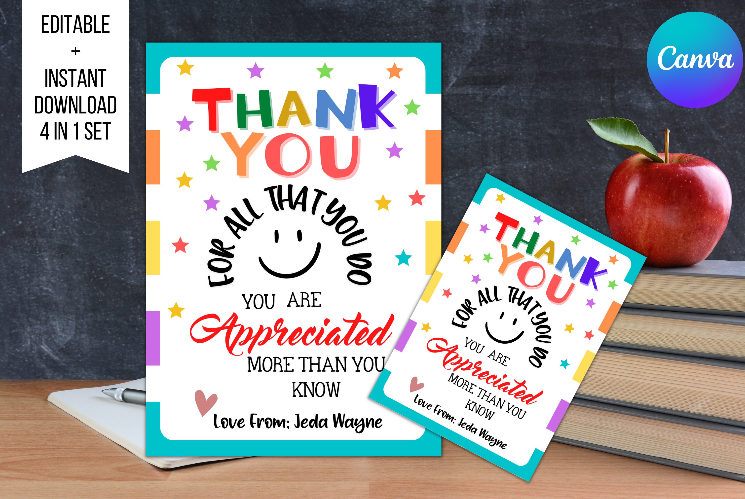 Printable Thank You for All You Do You Are Appreciated Sign - Etsy