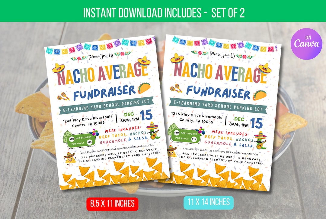 EDITABLE Nacho Average Fundraiser Invite, Fiesta Party Night Event ...