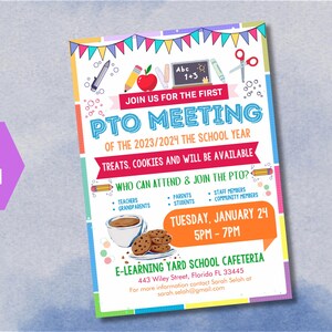 EDITABLE PTO Meeting Handout Flyer, School Fundraiser Event, Printable ...