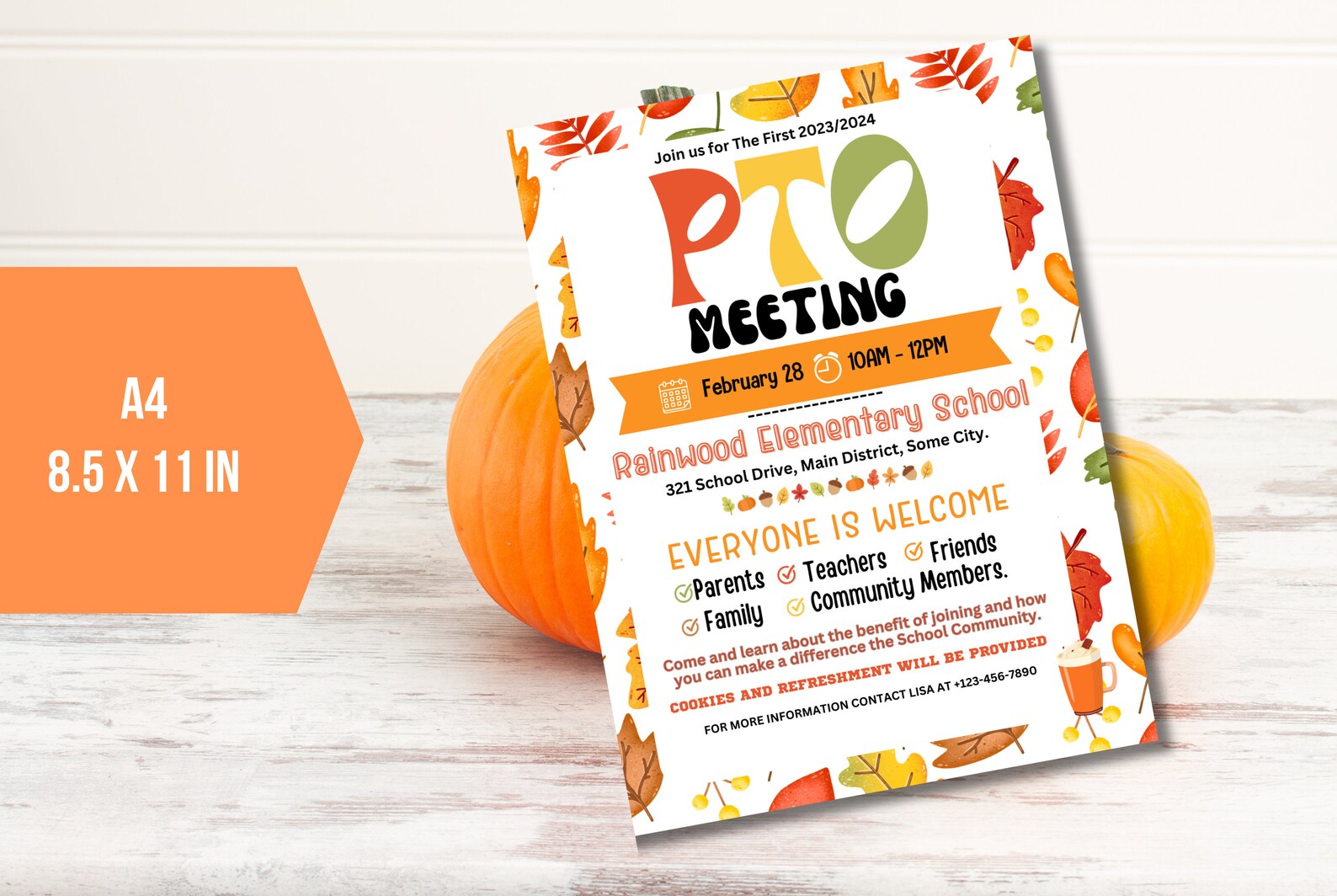 EDITABLE Fall PTO PTA Meeting Handout Flyer, School Information Meeting ...