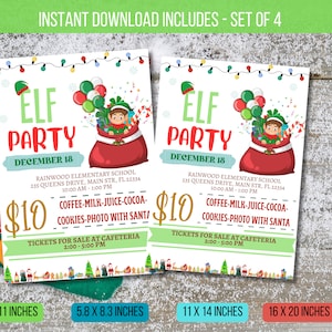 EDITABLE Elf Party Invite Flyer, Printable Party Invitation, Kid ...