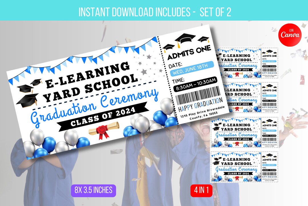 EDITABLE School Graduation Ceremony Ticket, Kindergarten Graduation ...