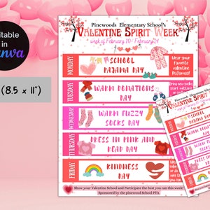 Valentines Spirit Week School Flyer. Festive Spirit Week PTO Flyer ...