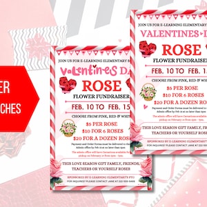 EDITABLE Valentines Day Carnation Flower Fundraiser Flyer, Fundraiser ...