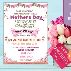 EDITABLE Mother's Day Flower Fundraiser Flyer, Printable Invite ...