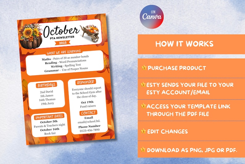 EDITABLE October Newsletter Template Classroom Printable - Etsy