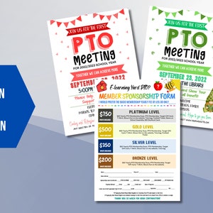 EDITABLE PTA Meeting Season Package Flyer, School Information PTO ...