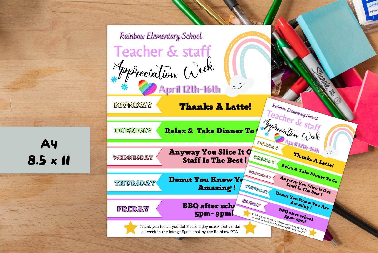Teacher Staff Appreciation Spirit Week Editable Schedule - Etsy