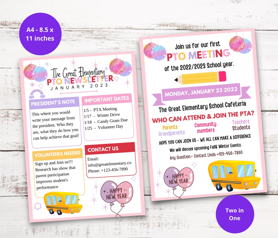 January PTO/PTA Monthly Calendar of Events for the School Year, Pto ...