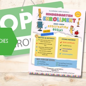 EDITABLE Kindergarten Enrollment Flyer, Registration Flyer, School ...