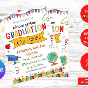 Kindergarten Graduation Invitation, Editable Kindergarten Graduation ...