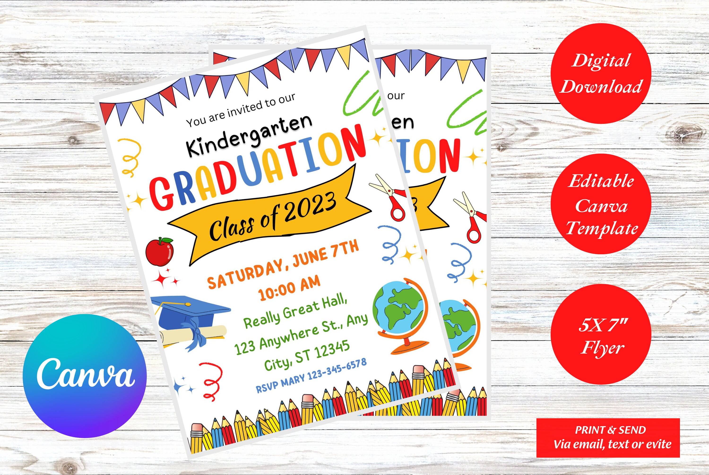 Kindergarten Graduation Invitation, Editable Kindergarten Graduation ...