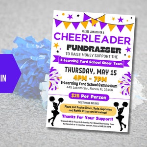 EDITABLE Cheerleader Fundraiser Template, Cheerleader Fundraiser Invite ...