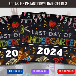 EDITABLE Last Day of Kindergarten, End of School Chalkboard Sign ...