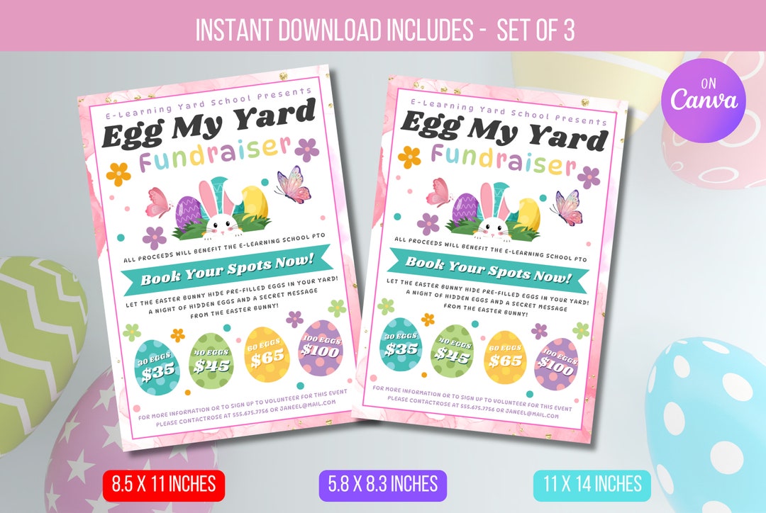 EDITABLE Egg My Yard Fundraiser Event Flyer, Egg Event Easter Bunny ...