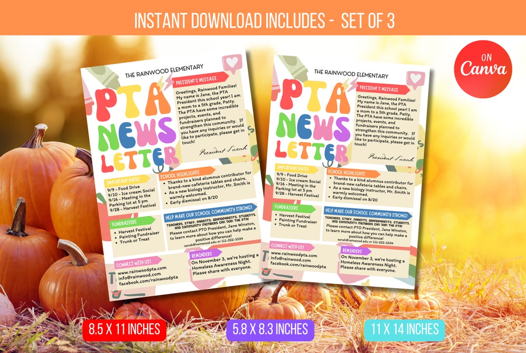 EDITABLE PTA Newsletter Flyer Template, Printable Handout Digital Flyer ...