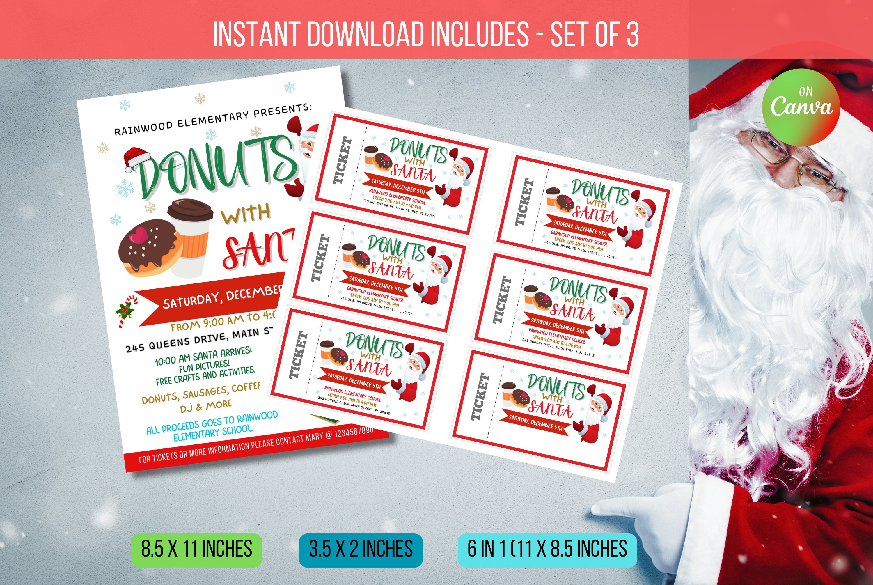 EDITABLE Donuts With Santa Flyer, Printable Santa Donuts Invitation ...