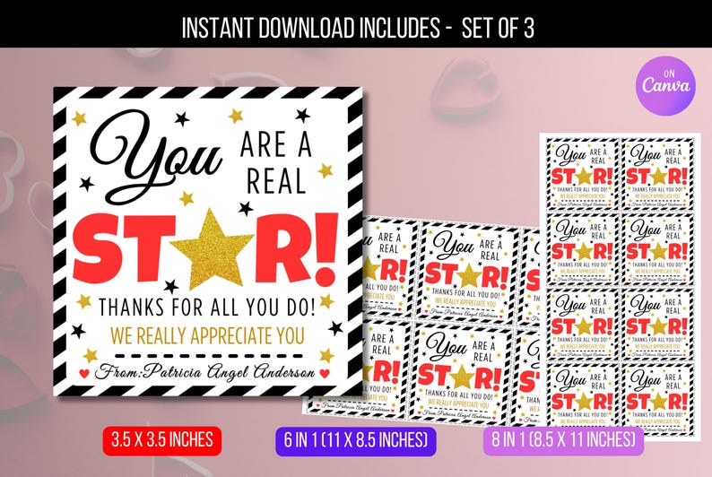 EDITABLE You Are A Star, Teacher Appreciation Week Employee Nurse Staff ...