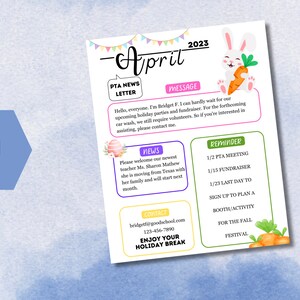EDITABLE April Newsletter Template, Classroom Printable Handout Flyer ...