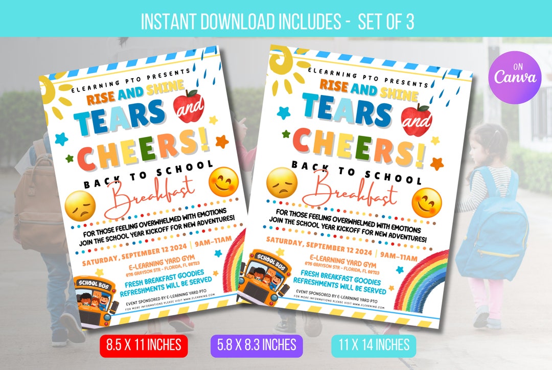 EDITABLE Tears and Cheers Breakfast, Back to School Invite PTA PTO ...