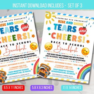 EDITABLE Tears and Cheers Breakfast, Back to School Invite PTA PTO ...