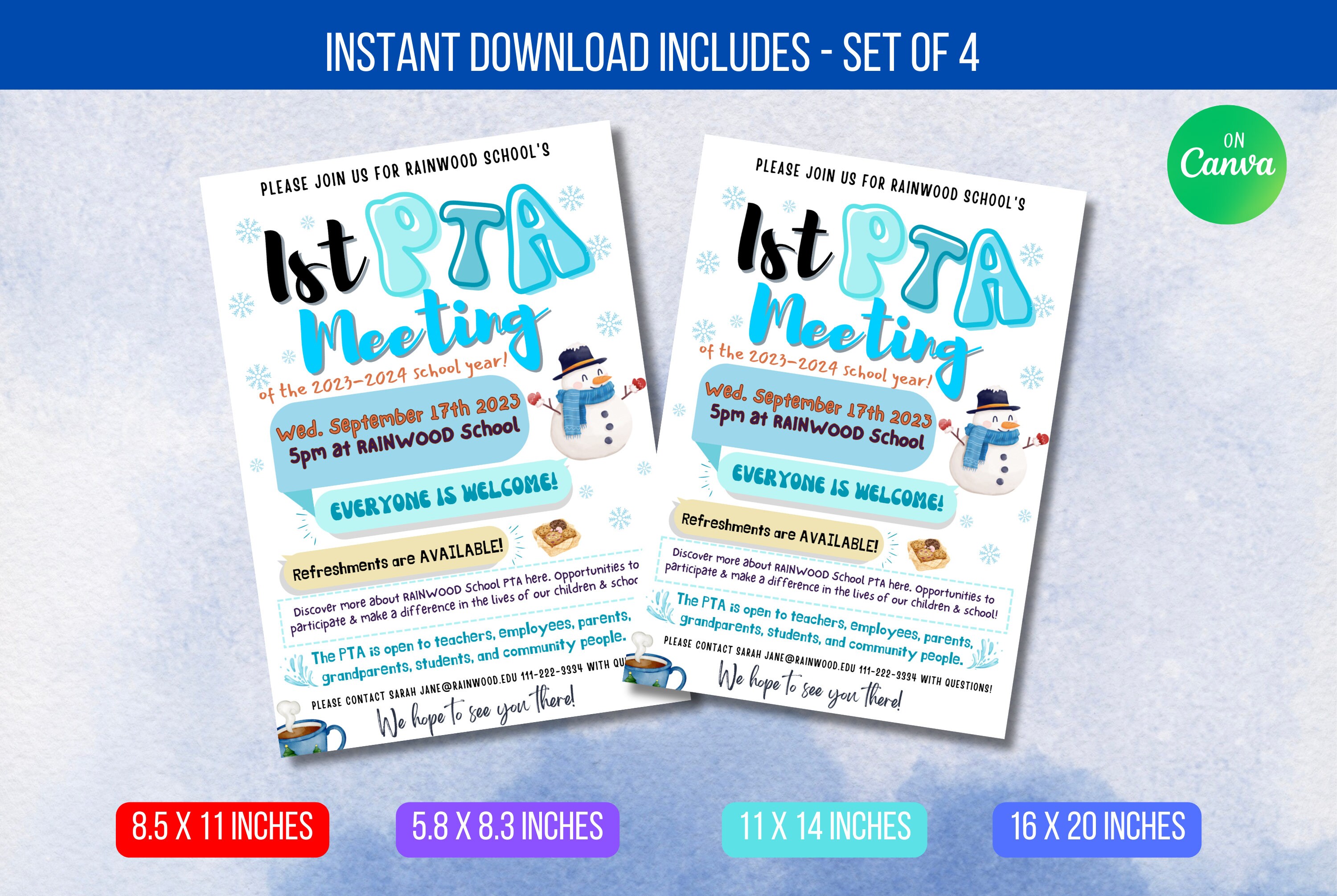 EDITABLE PTA Meeting Handout Flyer School Information Meeting - Etsy