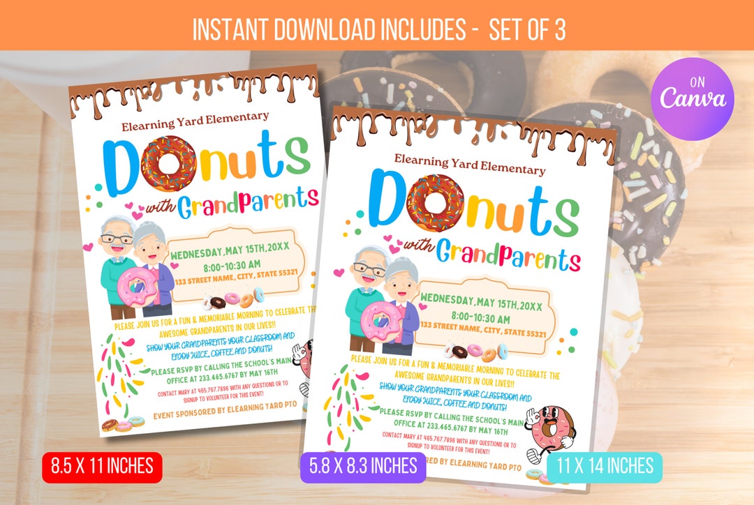 EDITABLE Donuts With Grandparents Flyer, School Grandparents Event ...