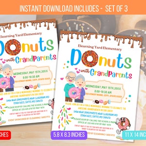 EDITABLE Donuts With Grandparents Flyer, School Grandparents Event ...