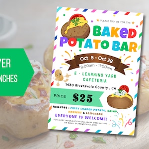 EDITABLE Baked Potato Bar Flyer, School Fundraiser Invitation ...