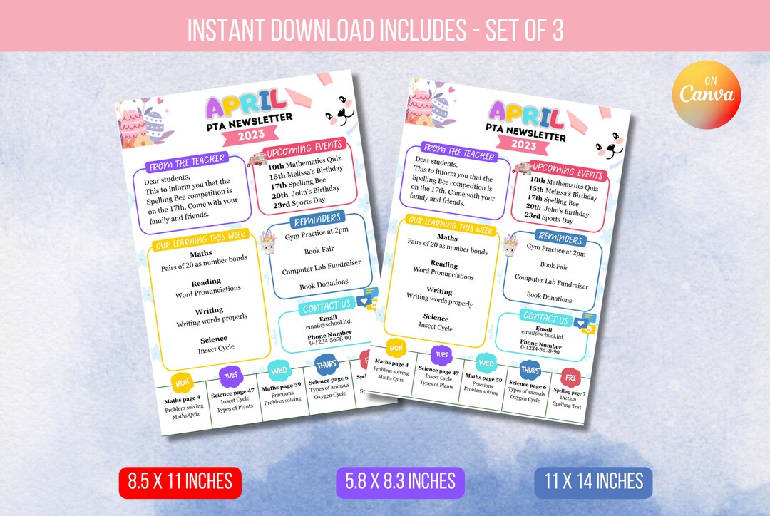 EDITABLE April Newsletter Template, Classroom Printable Handout Flyer ...