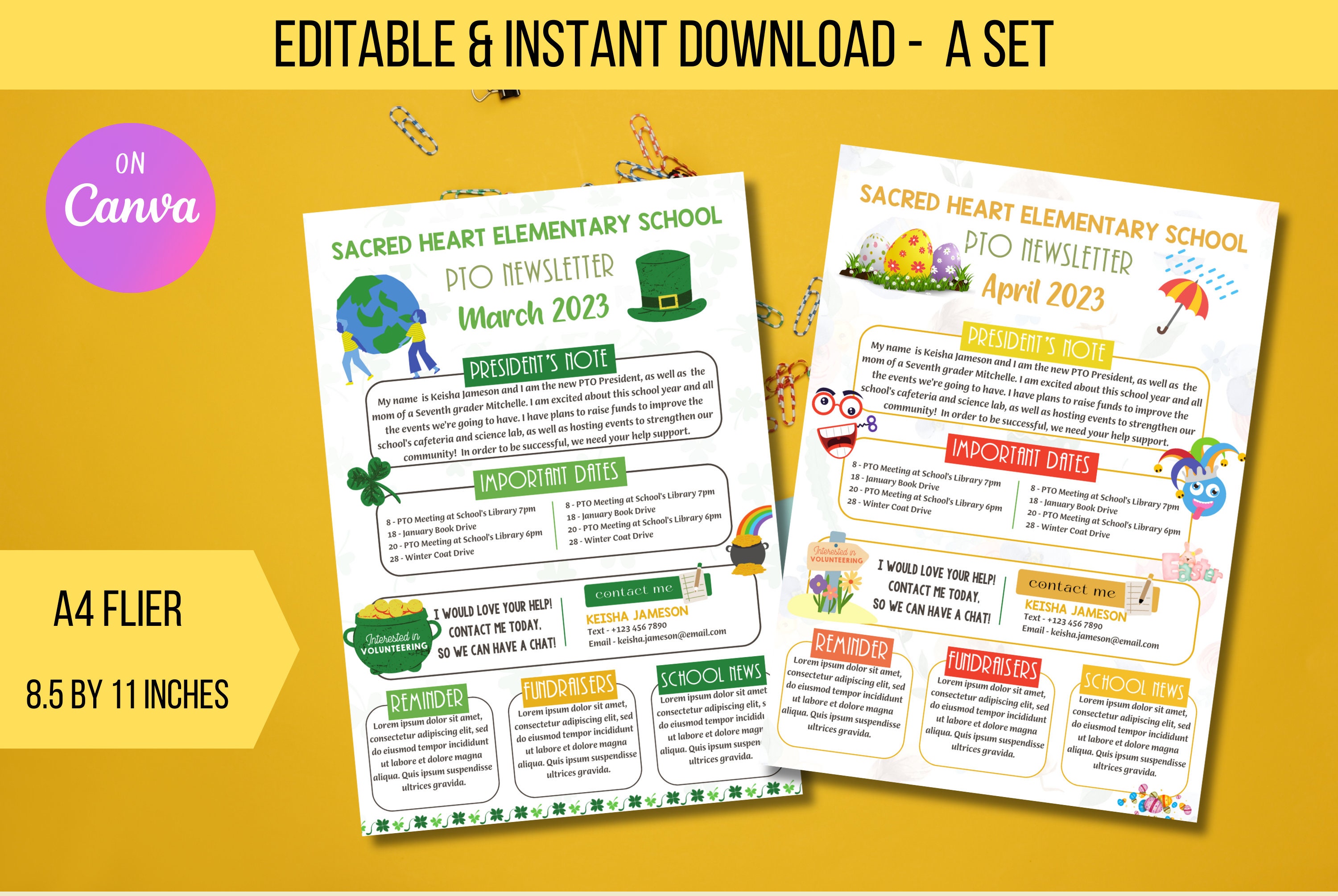 EDITABLE Yearly/monthly Newsletter Template Set, Classroom Printable ...
