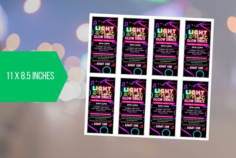 EDITABLE Light up the Night Glow Dance Invitation Flyer With Invitation ...