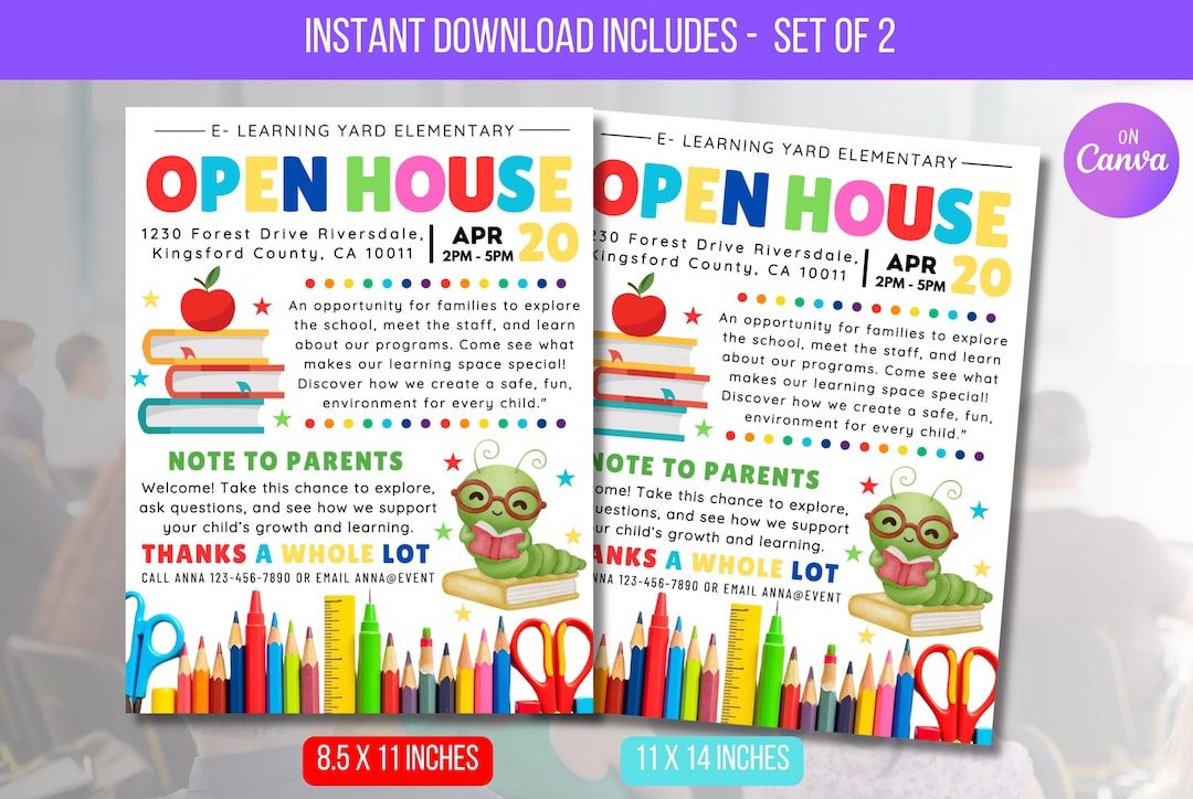 EDITABLE School Open House Flyer, Open House Invite, PTA PTO Flyer ...