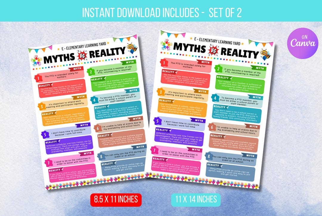 EDITABLE PTO PTA Myths Flyer Template, Volunteers Poster School ...