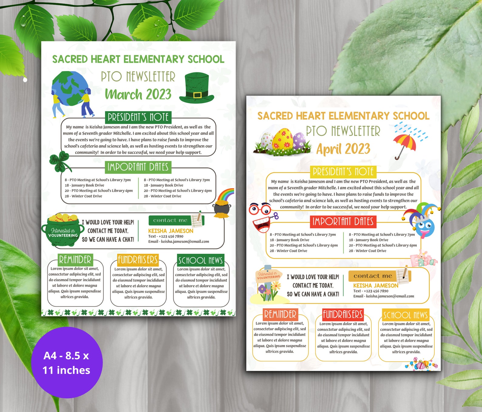 Editable Yearly Newsletter Template Set, Classroom Printable Handout ...