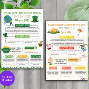 Editable Yearly Newsletter Template Set, Classroom Printable Handout ...