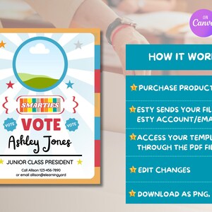 EDITABLE Presidential Campaign Poster, Smartie Student Poster, Class ...