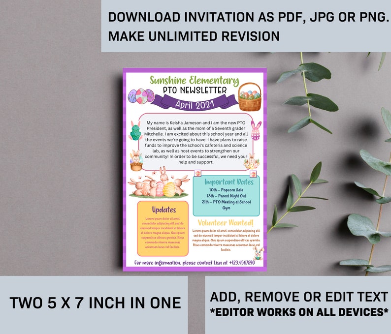 APRIL PTO Newsletter Flyer, School Easter Event Monthly Event, Why ...