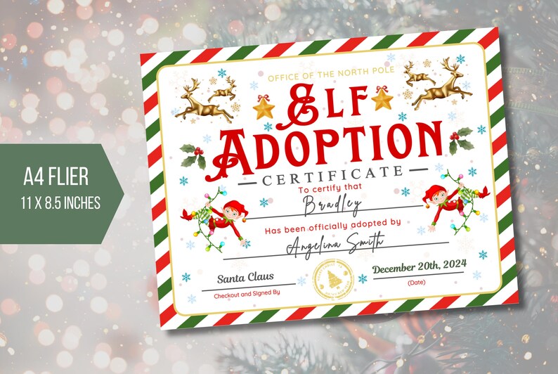 EDITABL Elf Adoption Certificate, Letter From Your Elf, Elf Certificate ...
