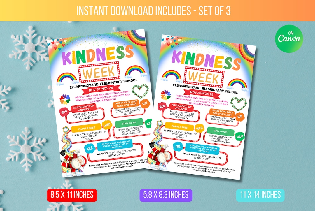 EDITABLE Kindness Week Itinerary Flyer, Diversity Inclusion, Printable ...