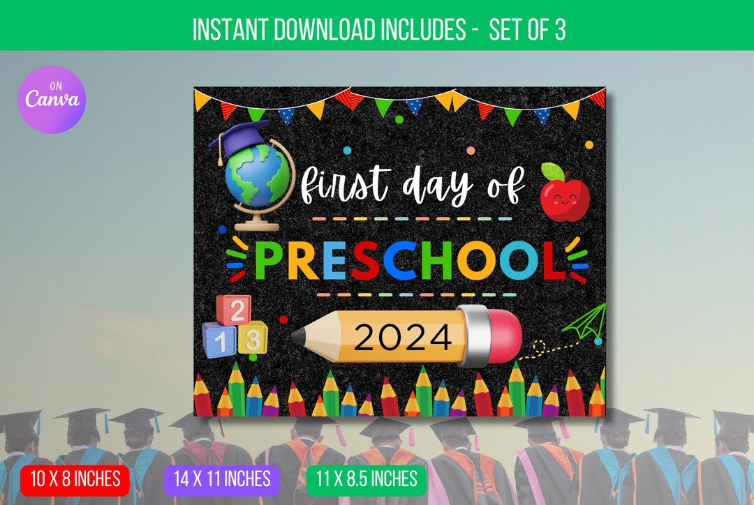 EDITABLE First Day of Preschool, First Day of School Chalkboard Sign ...