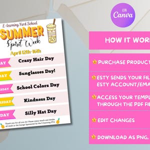 EDITABLE Summer Spirit Week Editable Itinerary Schedule | Printable ...