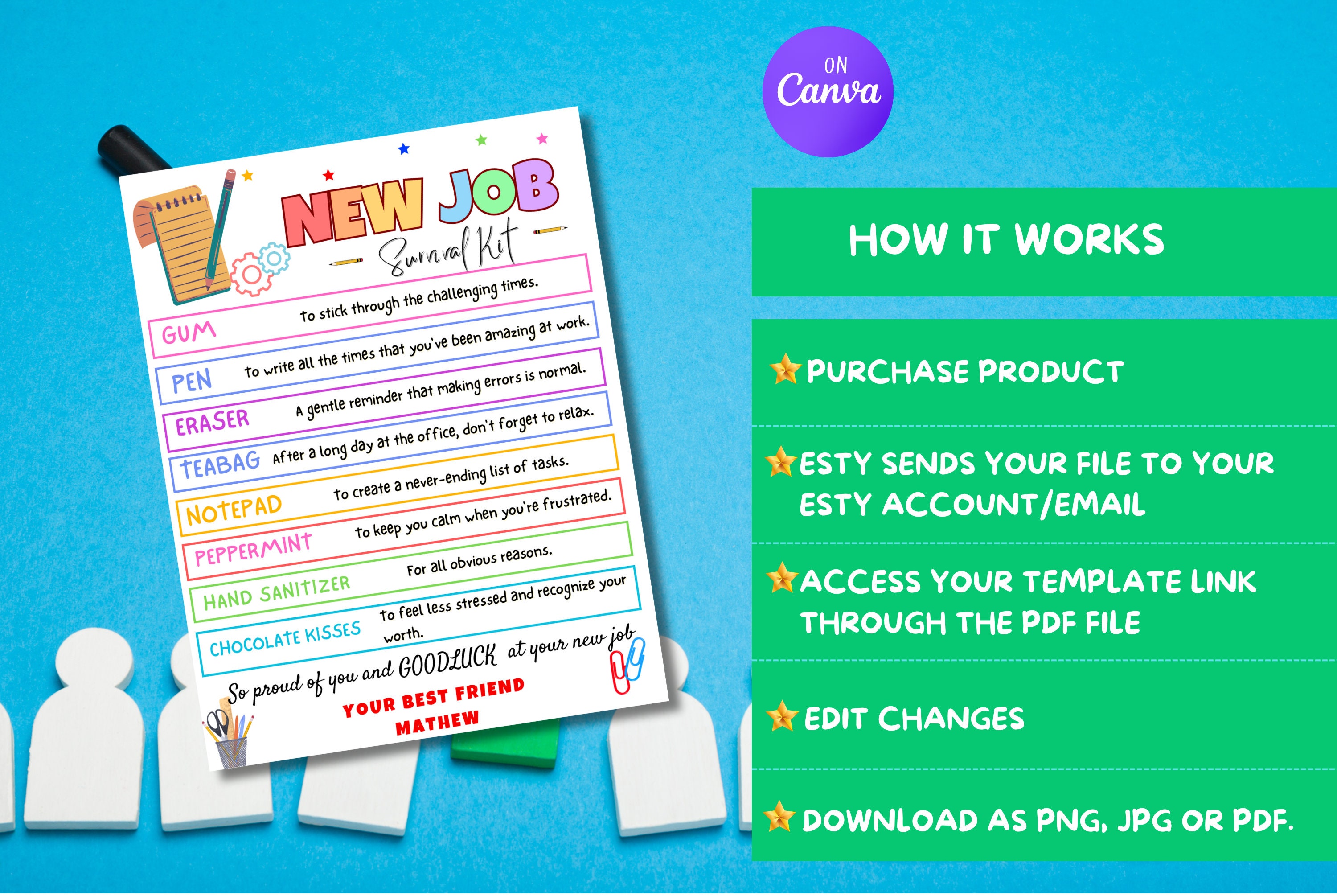 EDITABLE Job Survival Kit Template First Day at Job - Etsy