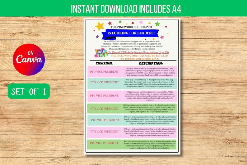 Printable School Board PTO Pta Election Recruitment Flyer, School ...