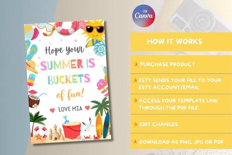 EDITABLE Hope Your Summer is Buckets of Gift Tag Template, End of ...