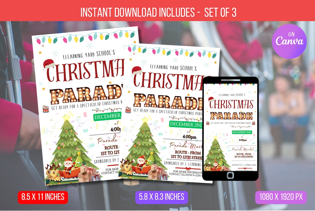 EDITABLE Christmas Parade Invitation, Christmas Parade Invite Template ...