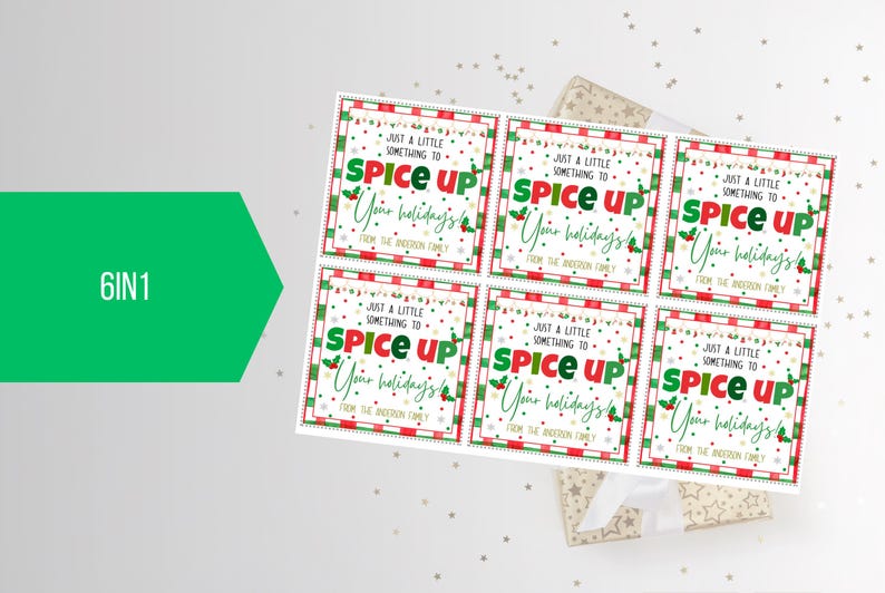 EDITABLE Spice up Your Holiday, Christmas Gift Tags, Seasonings Gift ...