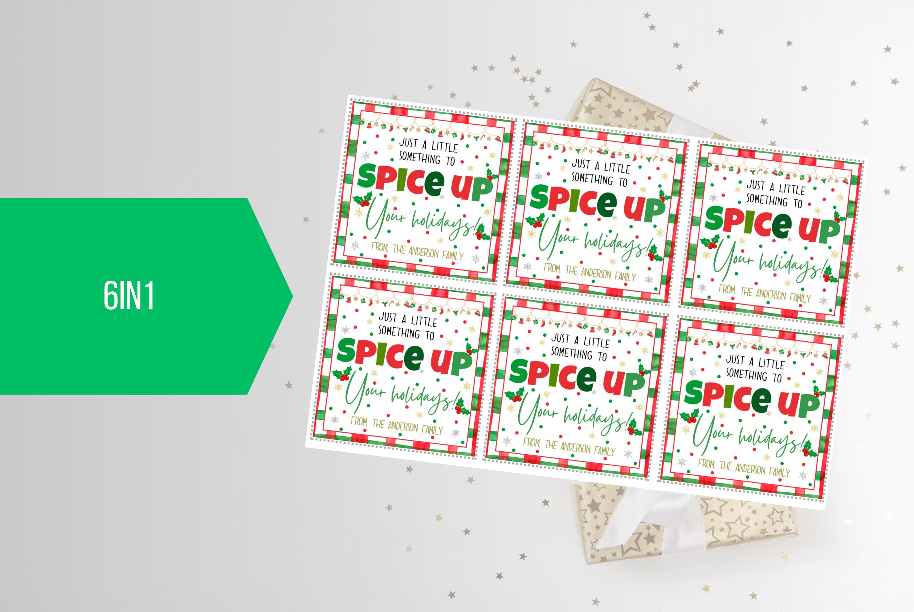 EDITABLE Spice up Your Holiday, Christmas Gift Tags, Seasonings Gift ...