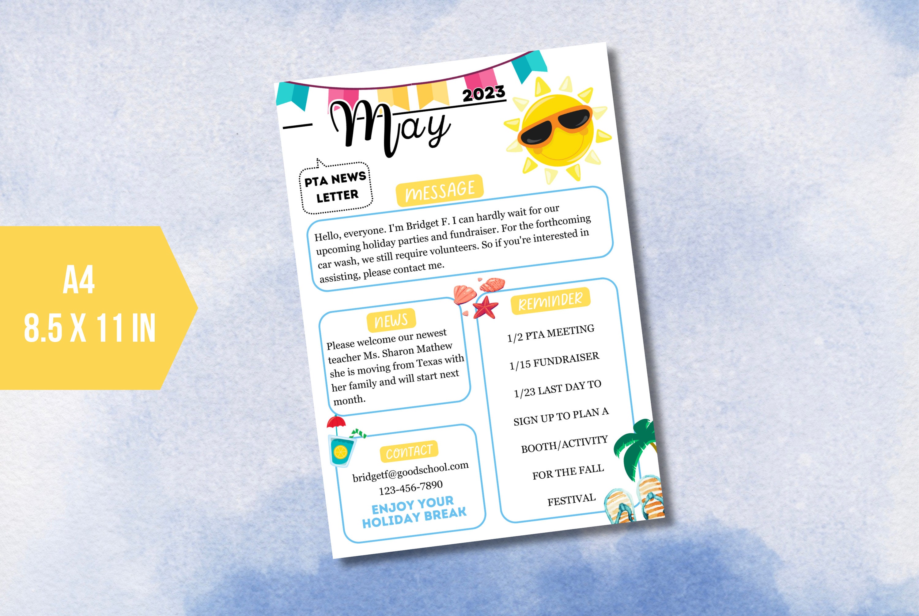 EDITABLE May Newsletter Template Classroom Printable Handout - Etsy